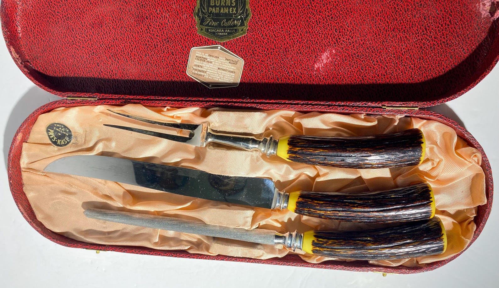 Sheffield Cutlery 3 Piece Carving Set Stainless Fork Sharpening Rod ...