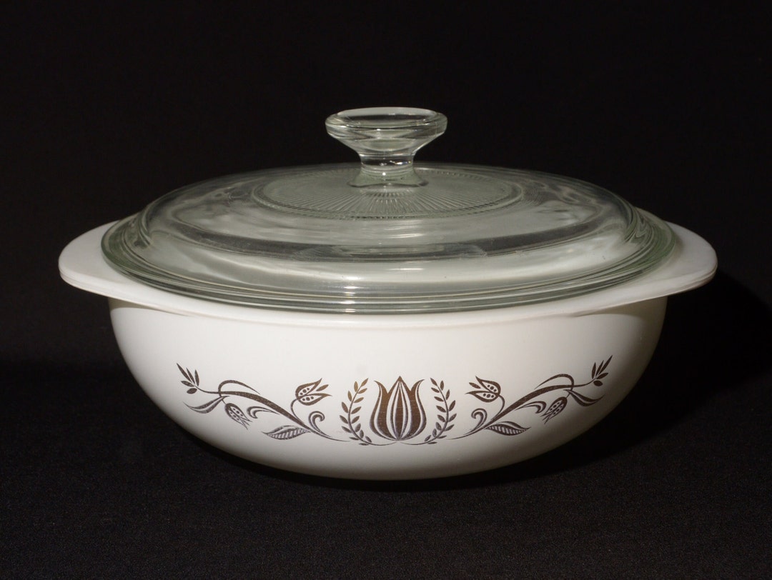 PYREX Golden Tulip Round Casserole Lid Vintage Cocotte 024 USA 2 Qt ...