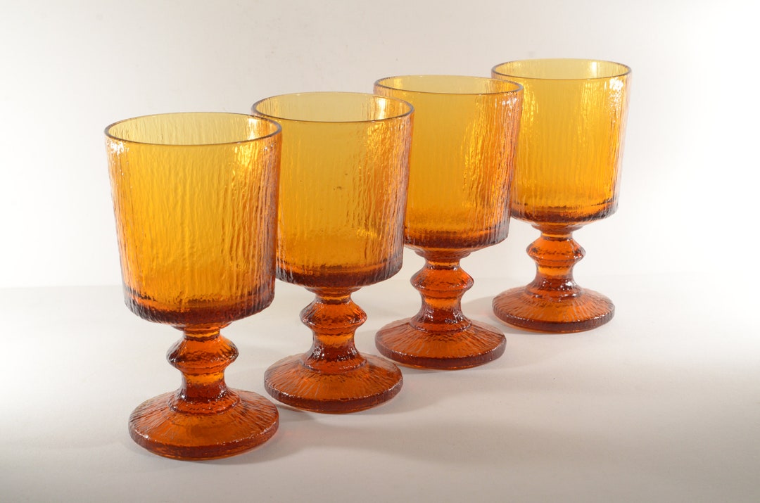 Vintage Ravenhead Siesta Set of 4 Water Glasses 5 1/2" Wine Glass Bark ...