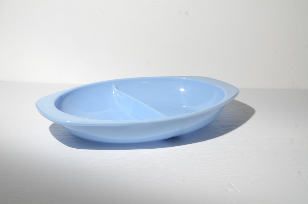 PYREX Delphite Blue 1.5 Quart Oval Divided Dish Vintage Excellent ...