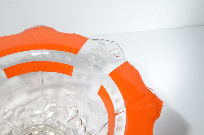 Orange Depression Glass Art Deco Large Serving Dishtrifle | Etsy