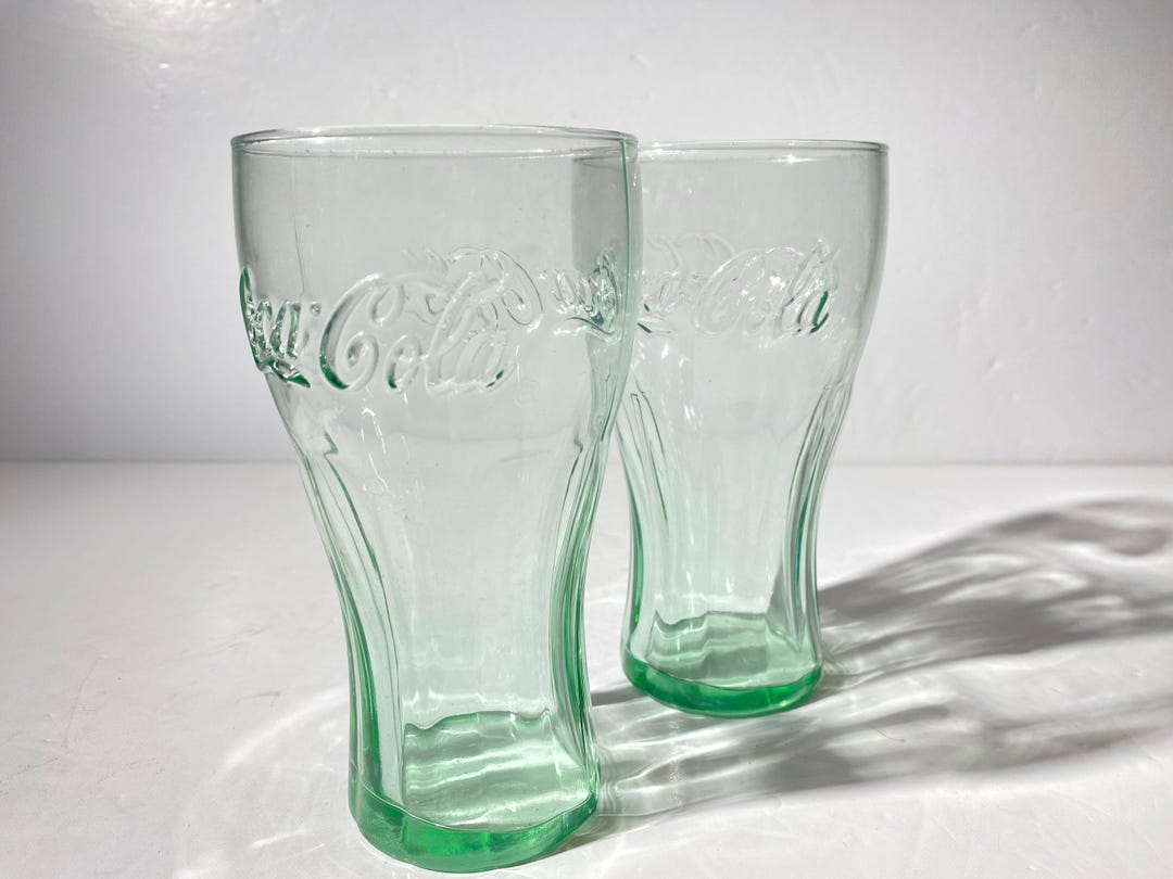 Set of 2 Coca Cola Glass Glass Cup Tumbler Collectible Glass Embossed ...