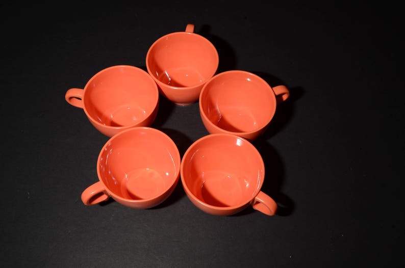 Vintage MELMAC Melamine Orange Coffee Cups Tea Cups Set | Etsy