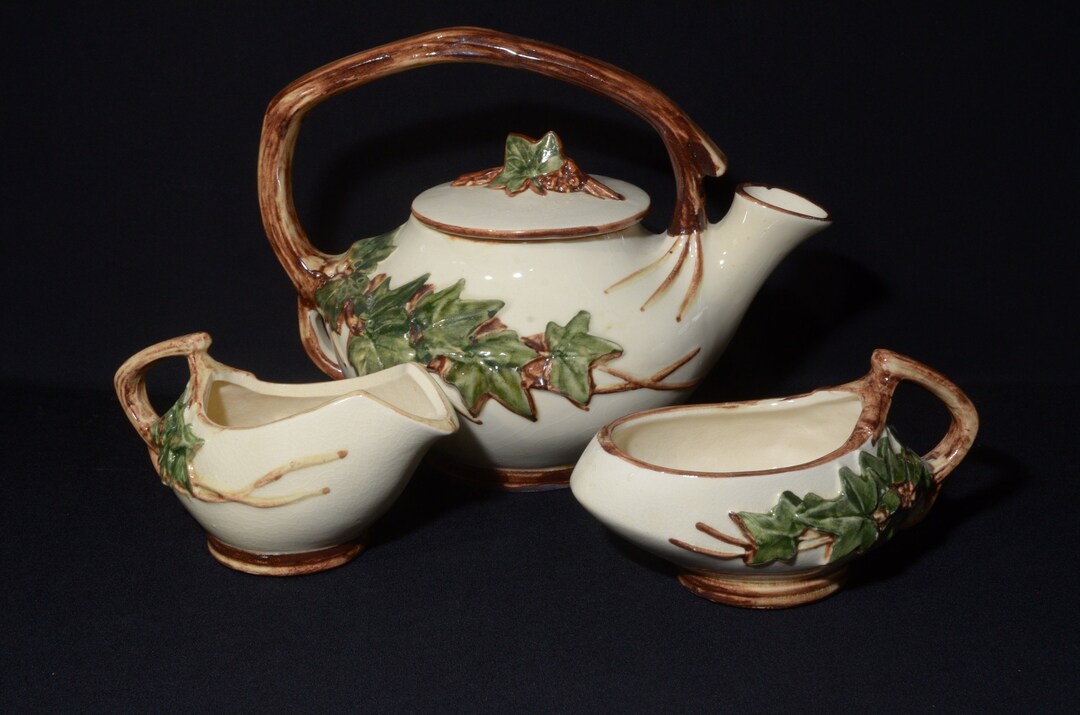 Mccoy Ivy Vines Tea Set Coffee Set Teapot Sugar Pot Creamer Vintage Mid ...