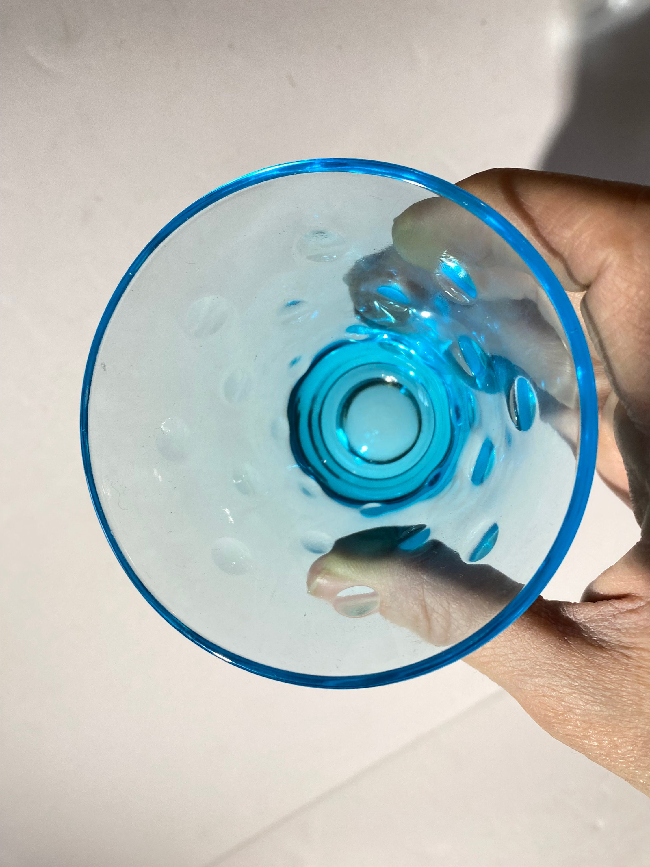 Vintage Hazel Atlas Turquoise Blue Glass Capri Dots Set of 4 - Etsy