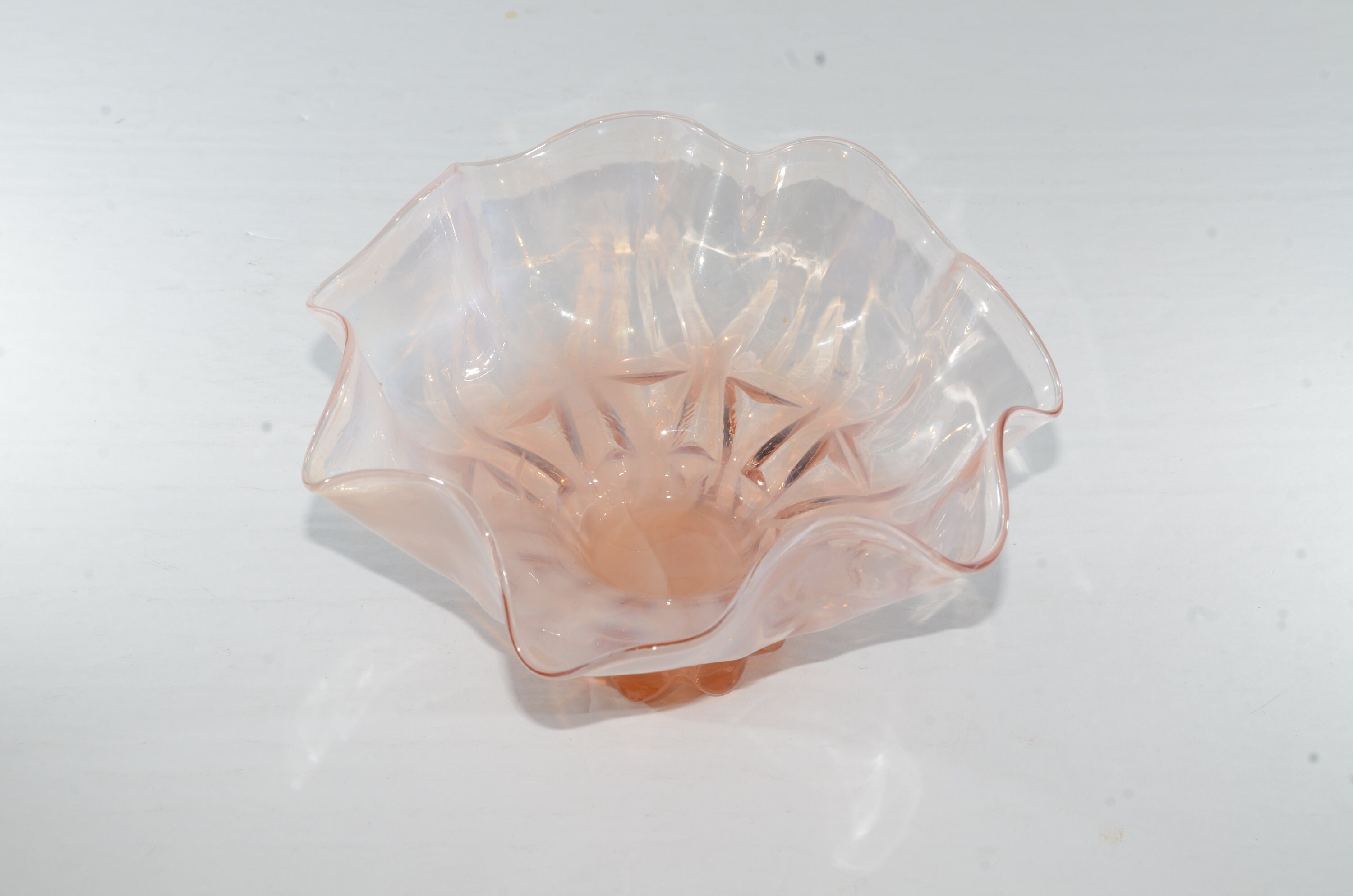 Fenton Peach Pink Opalescent Ruffled Glass Bowl Candy | Etsy
