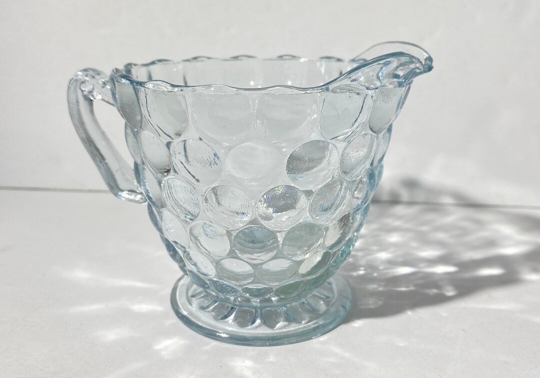 Blue Glass Vintage Fire King Sapphire Creamer 1940s Milk Jug Open Sugar ...