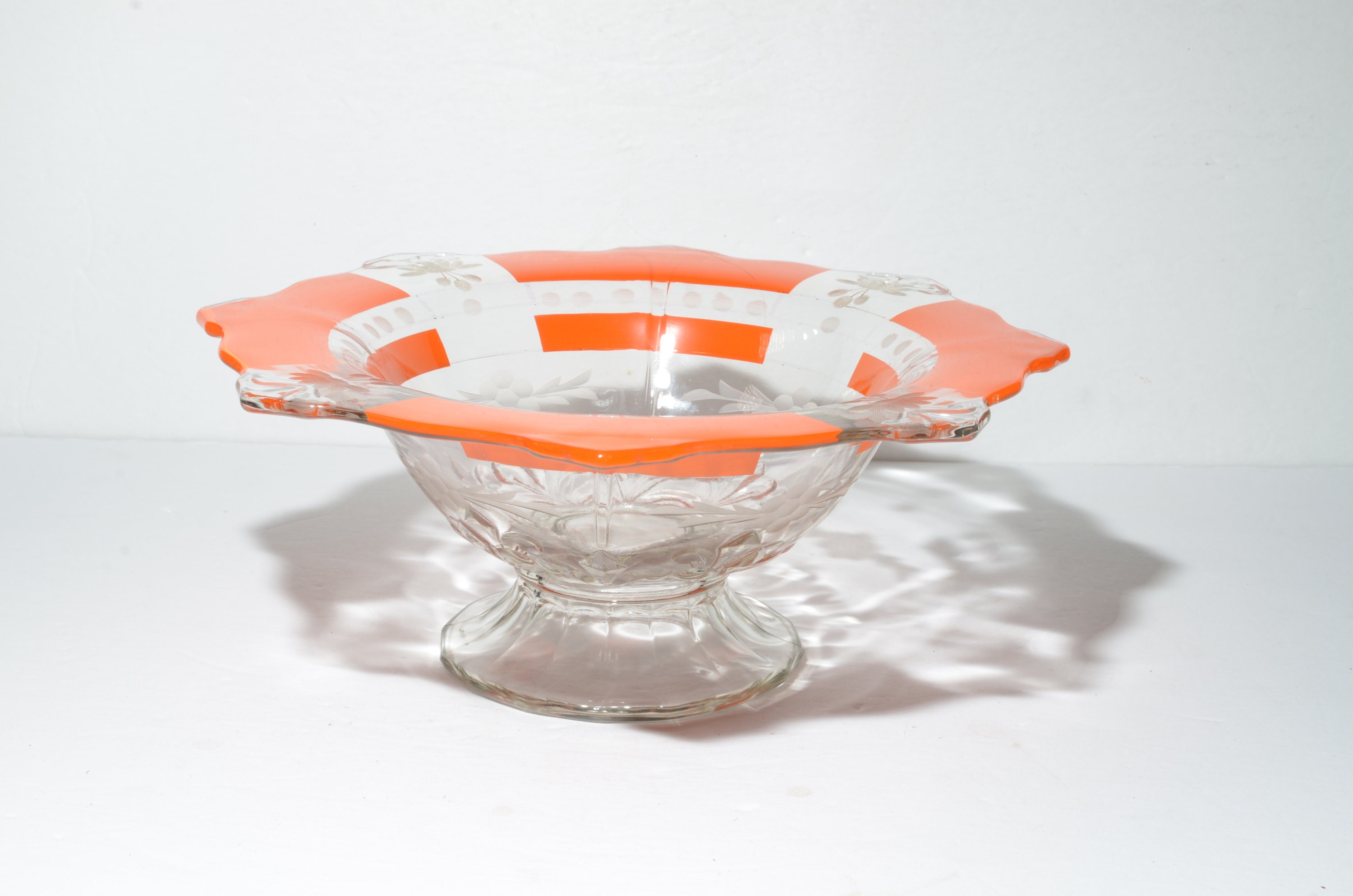 Orange Depression Glass Art Deco Large Serving Dish Trifle - Etsy