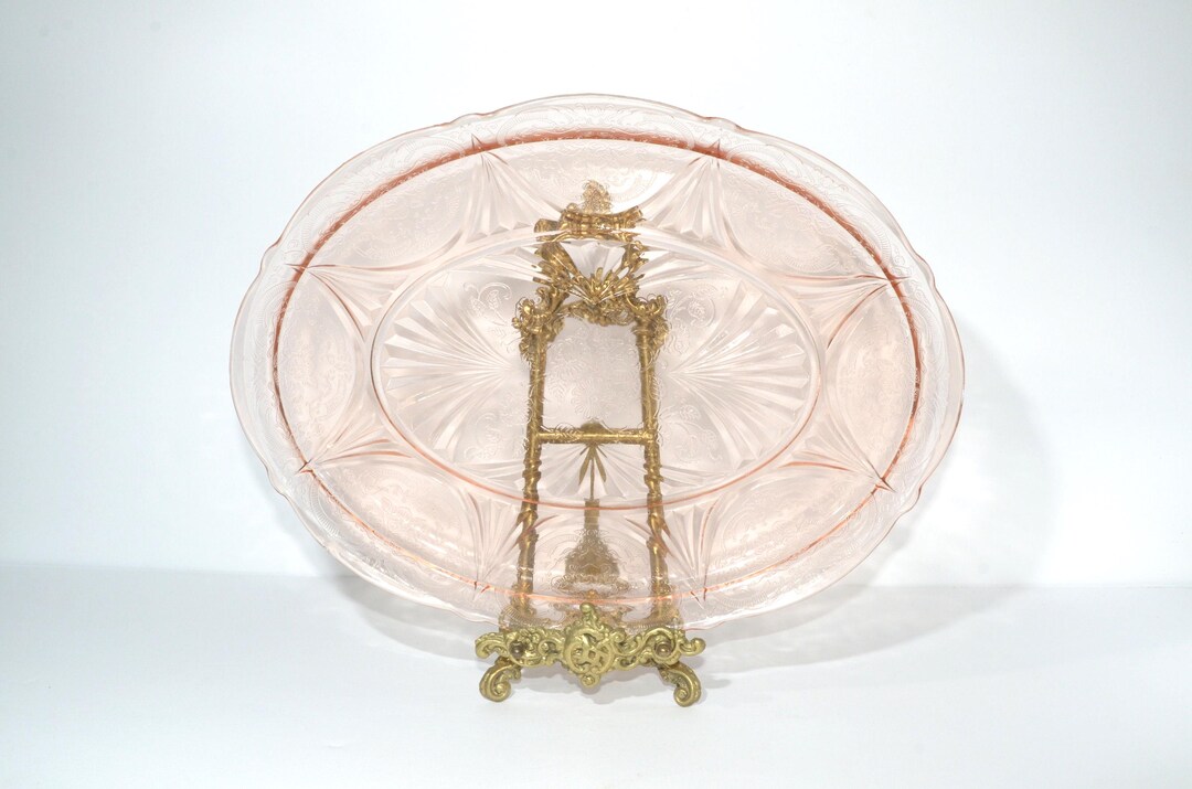 Hazel Atlas Royal Lace Pink Depression Glass Oval Platter Serving Plate ...