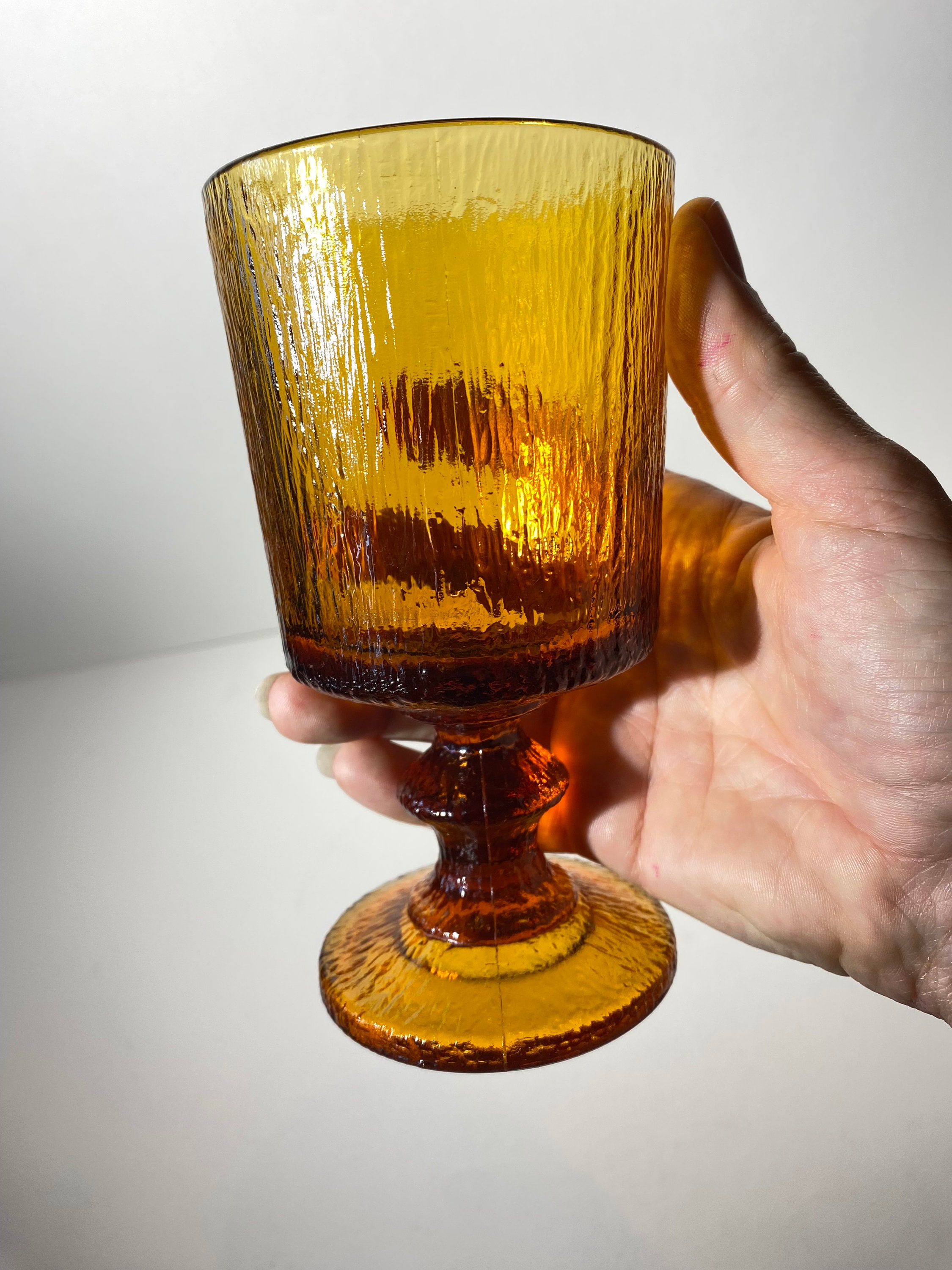 Vintage Ravenhead Siesta Set of 4 Water Glasses 5 1/2" Wine Glass Bark ...