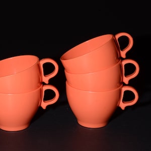 Vintage MELMAC Melamine Orange Coffee Cups Tea Cups Set of 5 Dinnerware ...