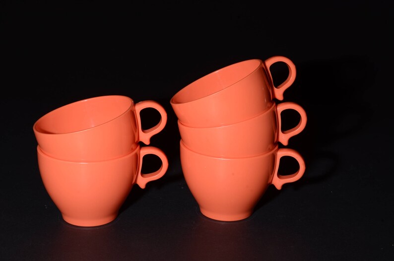 Vintage MELMAC Melamine Orange Coffee Cups Tea Cups Set of 5 - Etsy