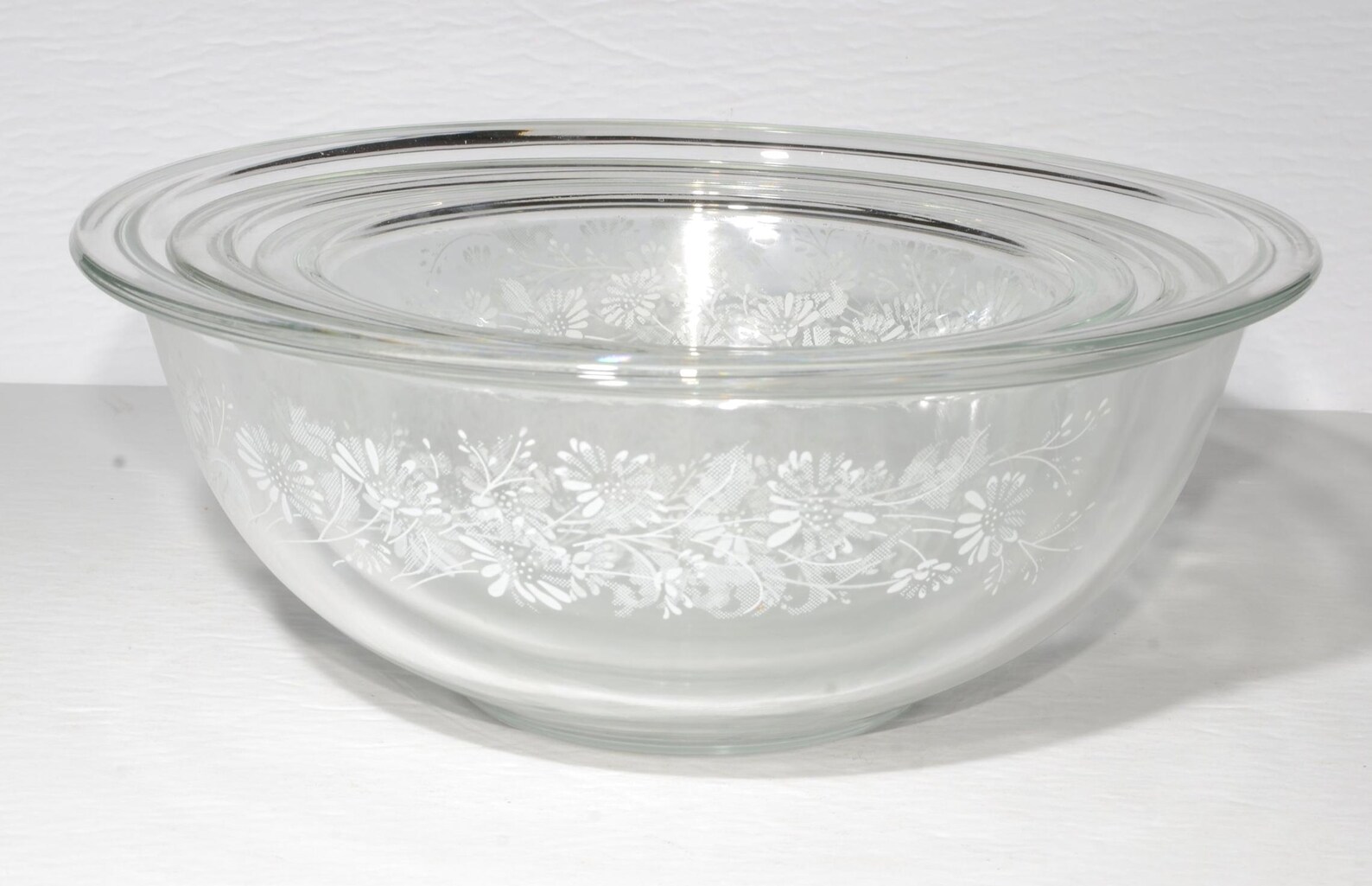 Set of 3 PYREX Colonial Mist White Lace Mixing Bowls Vintage 1980s ...