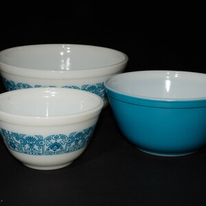 PYREX Horizon Blue Set of 3 Bowls 401 402 and 403 Vintage Pyrex Mixing ...