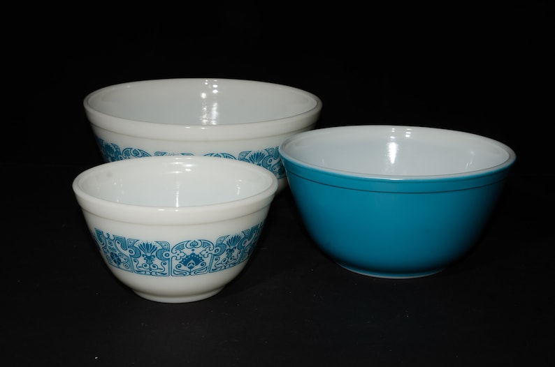 PYREX Horizon Blue Set of 3 bowls 401 402 and 403 Vintage | Etsy