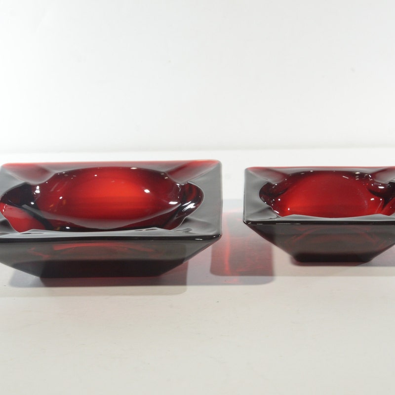 Red Glass Ashtray - Etsy