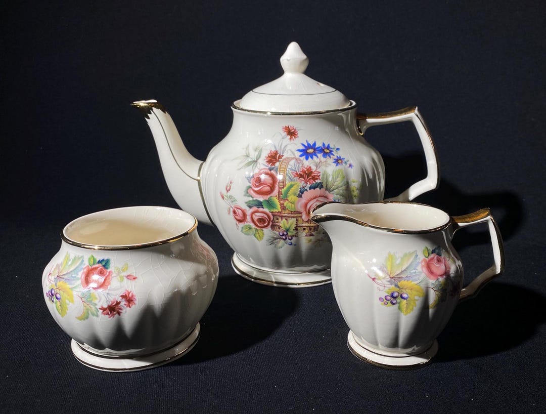 SADLER Tea Set / Coffee Set 3540 Cream Teapot Creamer and Sugar Pot ...