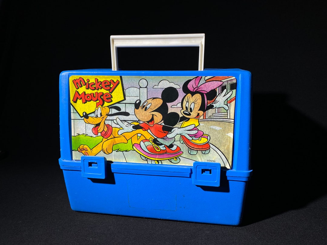 Vintage Plastic Lunch Box Blue Disney Mickey Mouse Collectible Retro ...