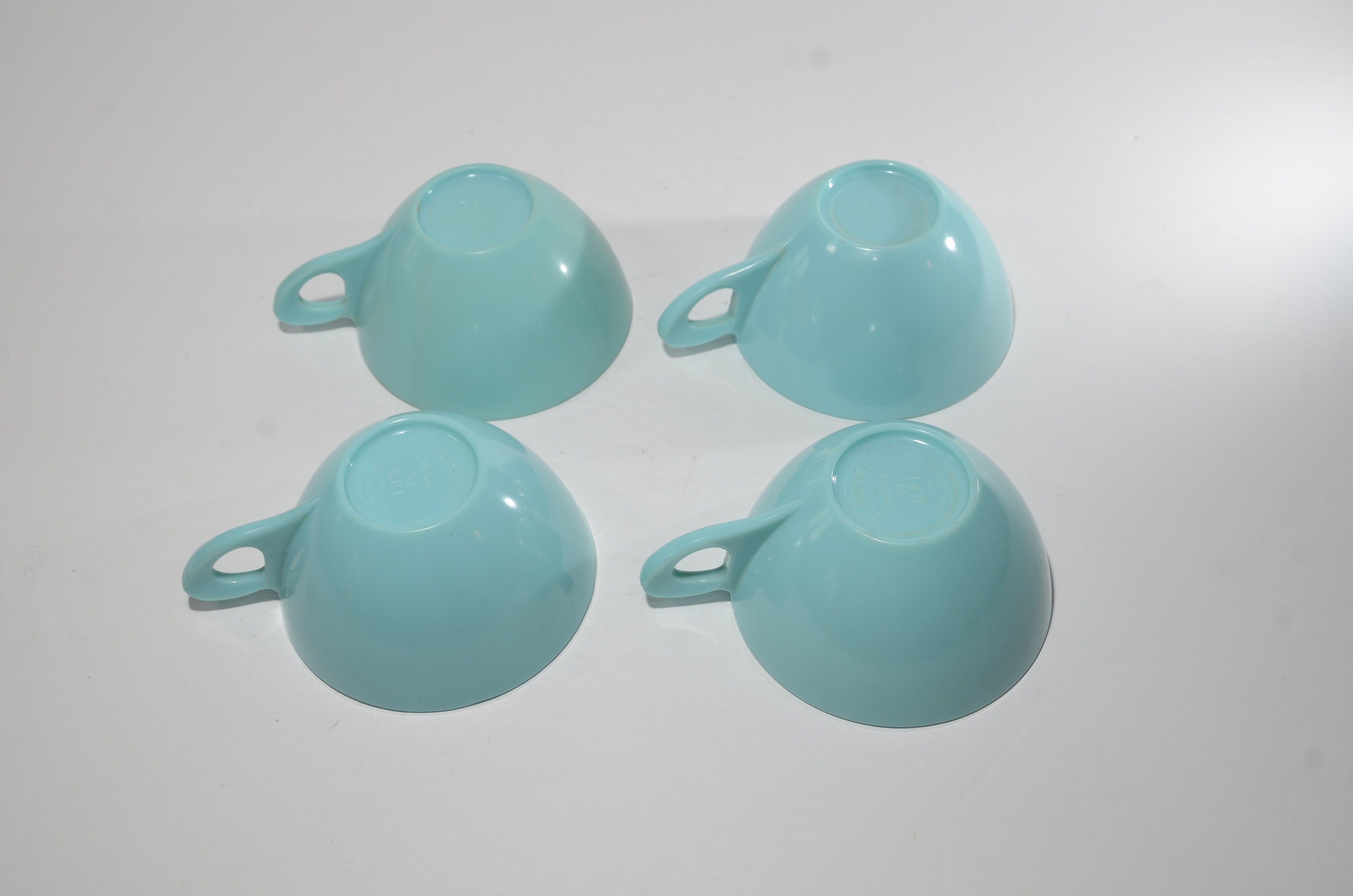Vintage Gencraft MELMAC Turquoise Blue Set of 4 Teacups Mid Century ...