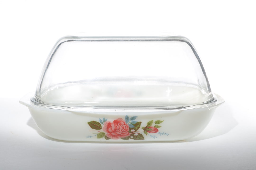Pyrex ENGLAND JAJ Large Roasting Pan Roast Dish With Lid Cottage Rose ...