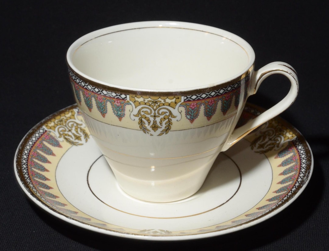 J&G MEAKIN Sol Teacup and Saucer Vintage Tea Cup 391413 Yellow Band ...