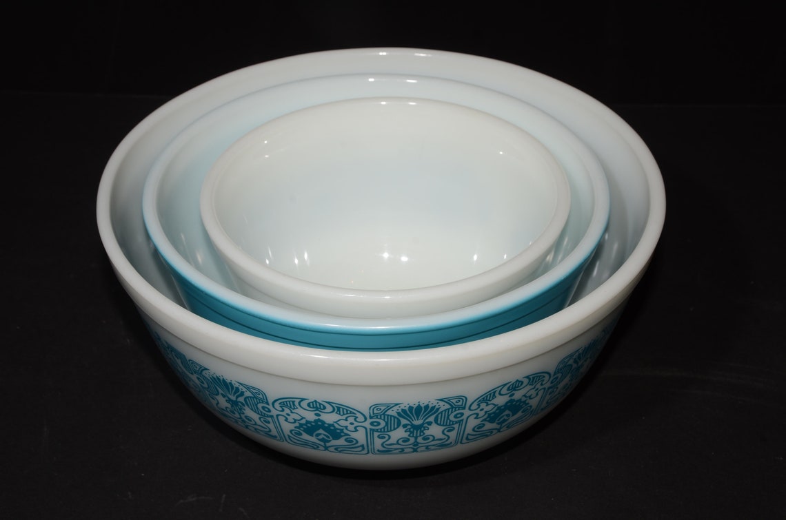 PYREX Horizon Blue Set of 3 bowls 401 402 and 403 Vintage | Etsy