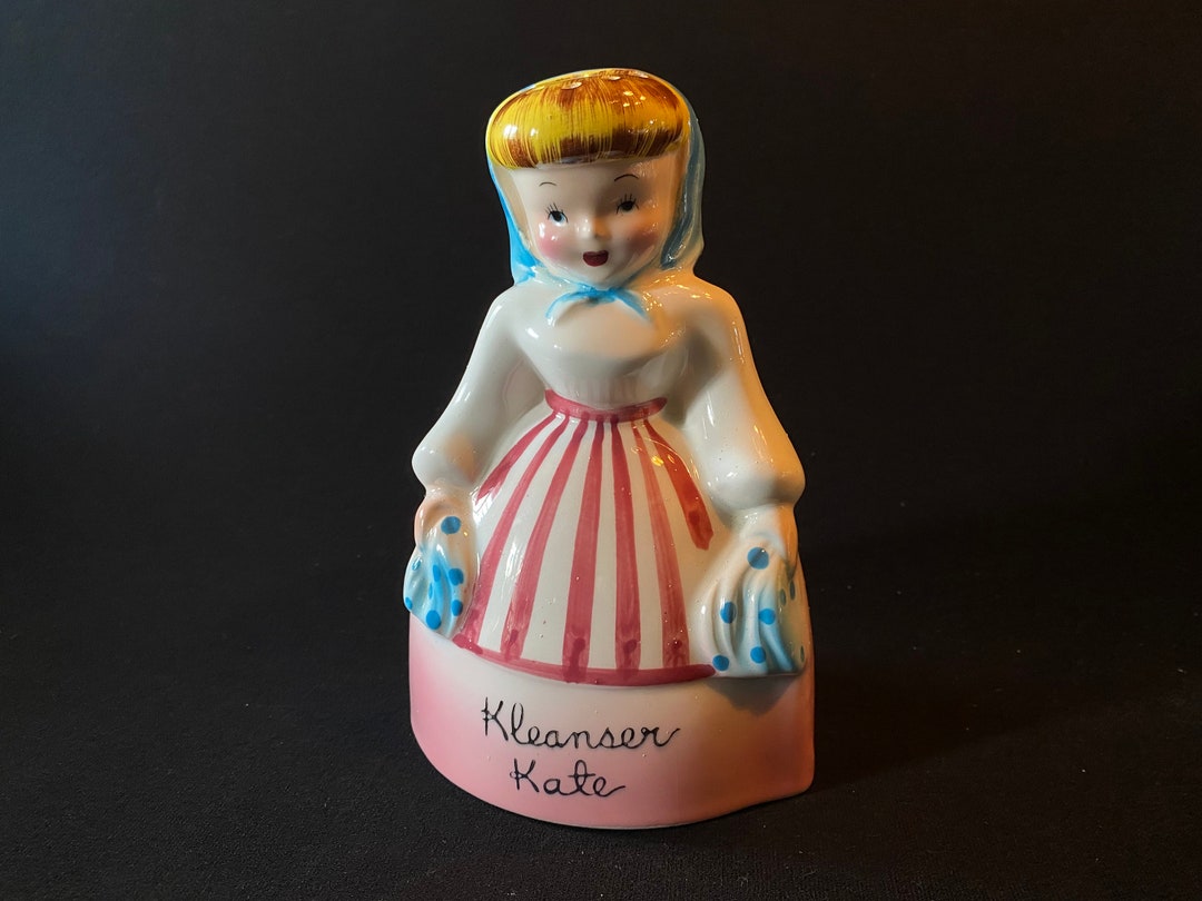 Vintage Napso Kleanser Kate Dispenser K2356 Pink and Blue 1940s Ceramic Shaker 6 1/2" Tall ...