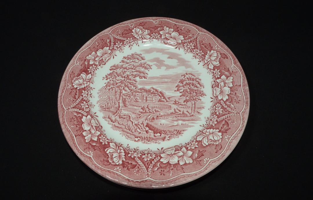 Old Castle by Barratts Set of 4 Dinner Plate 10 Inches England Red Pink ...
