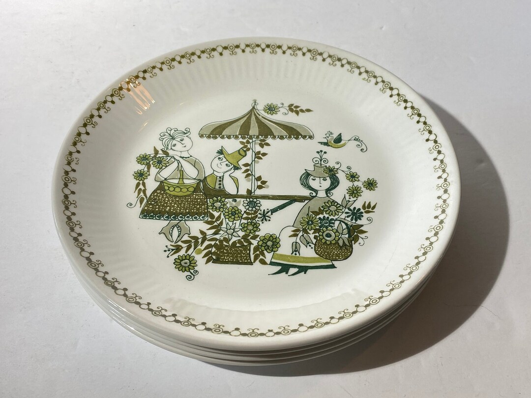 Set of 4 Norway Figgjo Green Market Lunch Plate or Breackfast Plate 8 ...