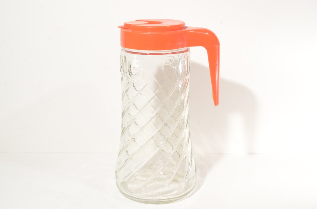 Vintage Tang Juice Pitcher Carafe Glass Orange Lid Swirl Design by ...
