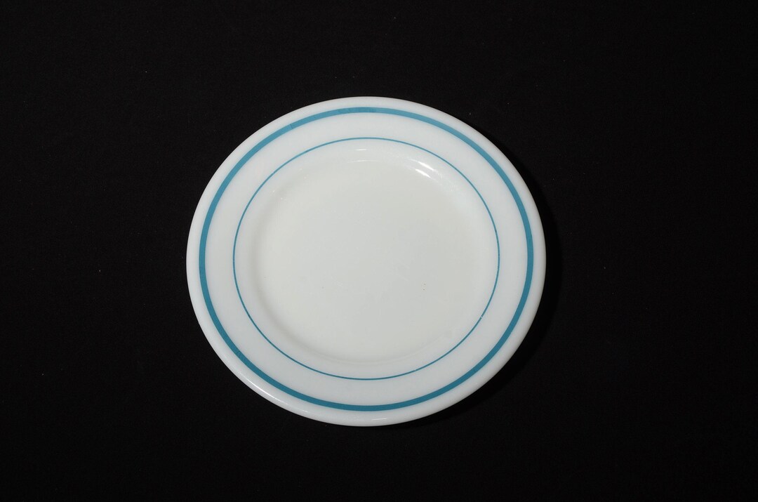 PYREX Turquoise Band Blue Border Rim Lunch Plate Dessert Plate 6 3/4 ...