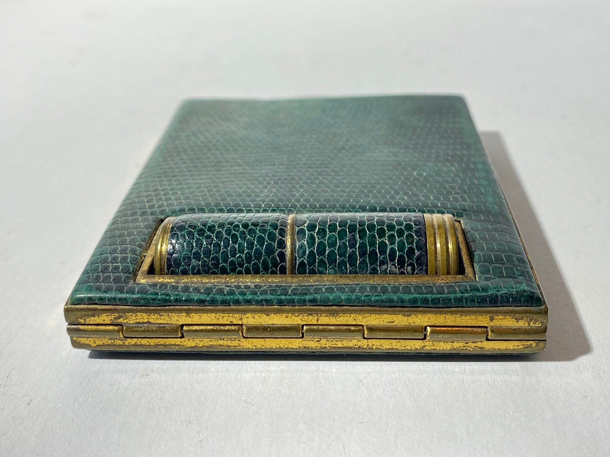 France Green Powder Compact With Case Mirror and Mini Lipstick Vanity ...