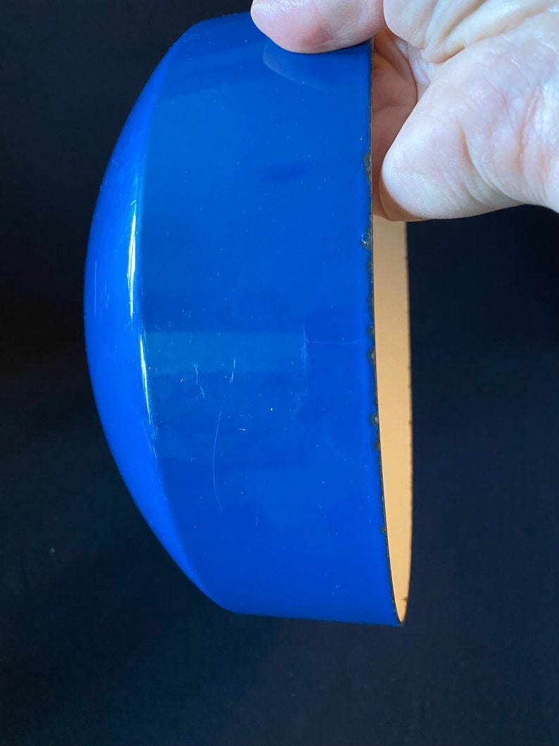 Vintage Copco Michael Lax Blue Round Enamel Serving Bowl 10 Inches ...
