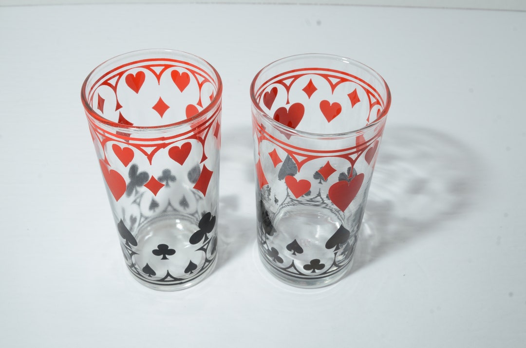 Mustard Glass Vintage Playing Card Glass Retro Glass Collection Glass ...