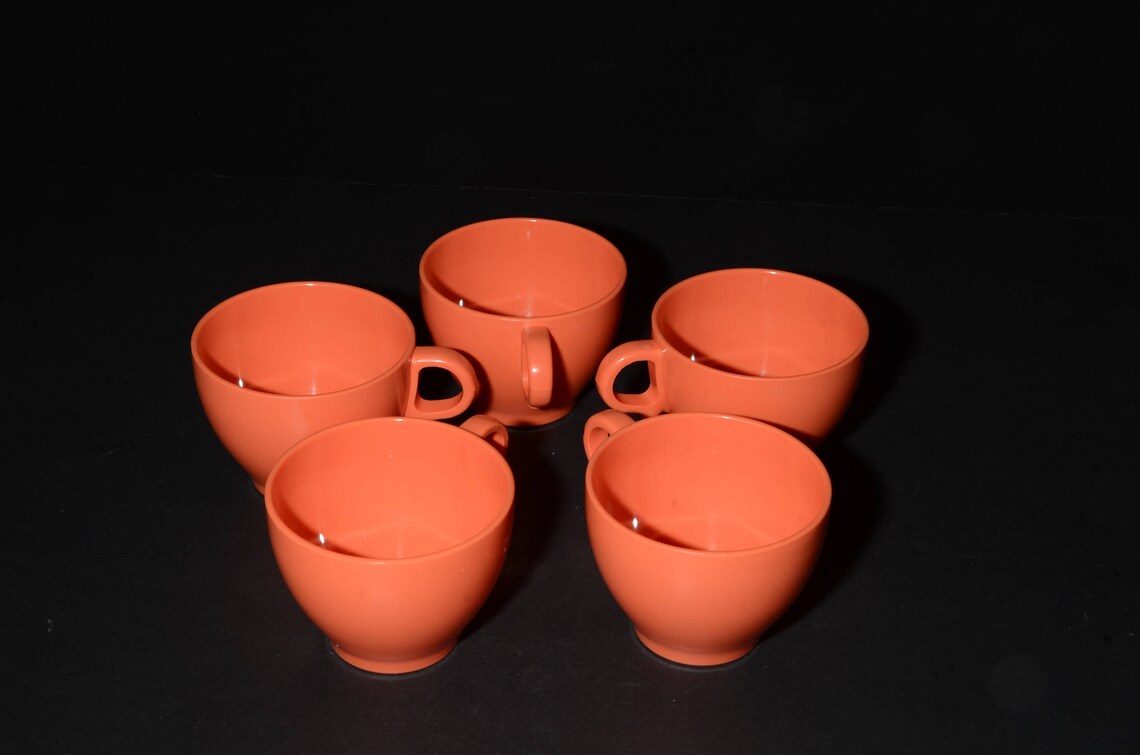 Vintage MELMAC Melamine Orange Coffee Cups Tea Cups Set of 5 - Etsy