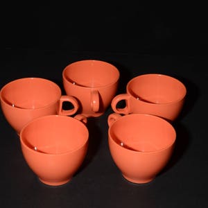 Vintage MELMAC Melamine Orange Coffee Cups Tea Cups Set of 5 Dinnerware ...