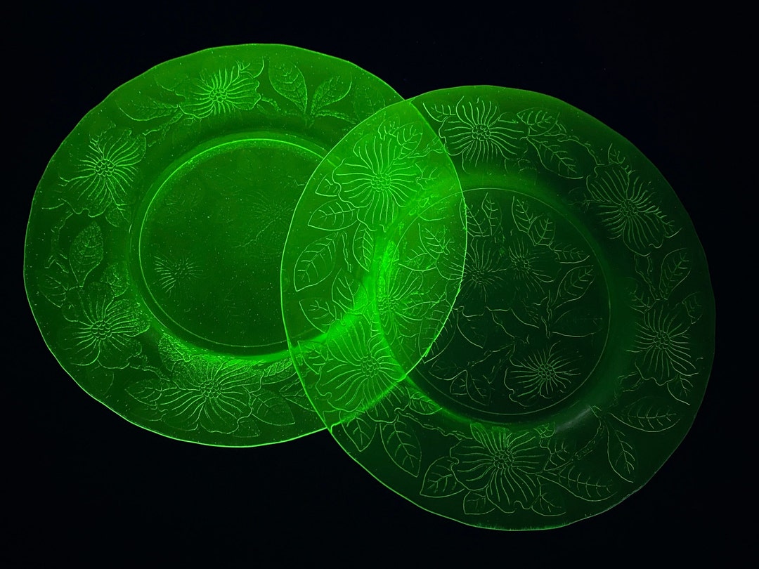 Green Depression Glass Macbeth-evans DOGWOOD Set of 2 Salad Plate 8 ...