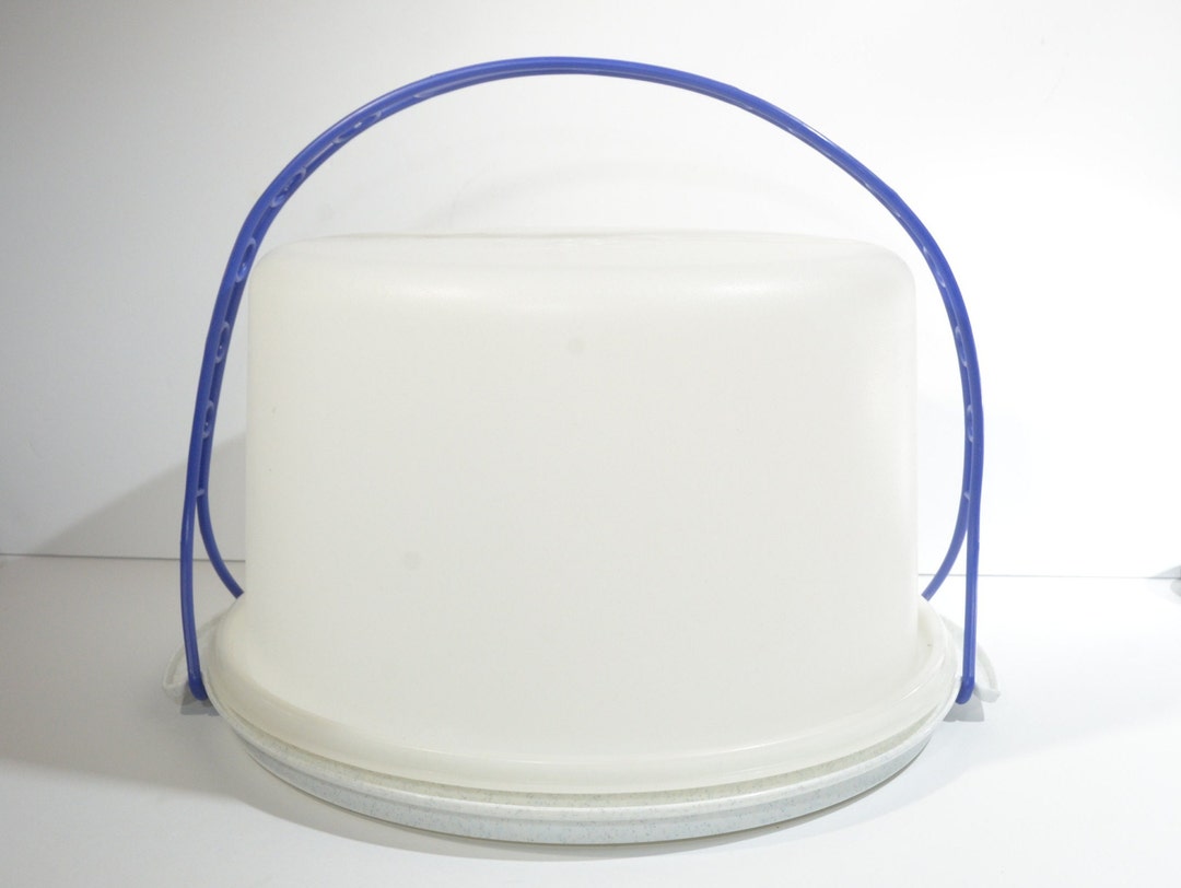 Vintage TUPPERWARE Cake Round Cake Carrier White Speckled Base With ...