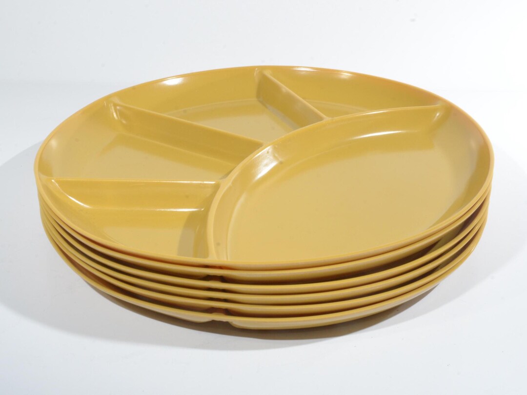 Vintage Mustard Yellow Set of 6 Divided Grill Plate From Japan Mid ...