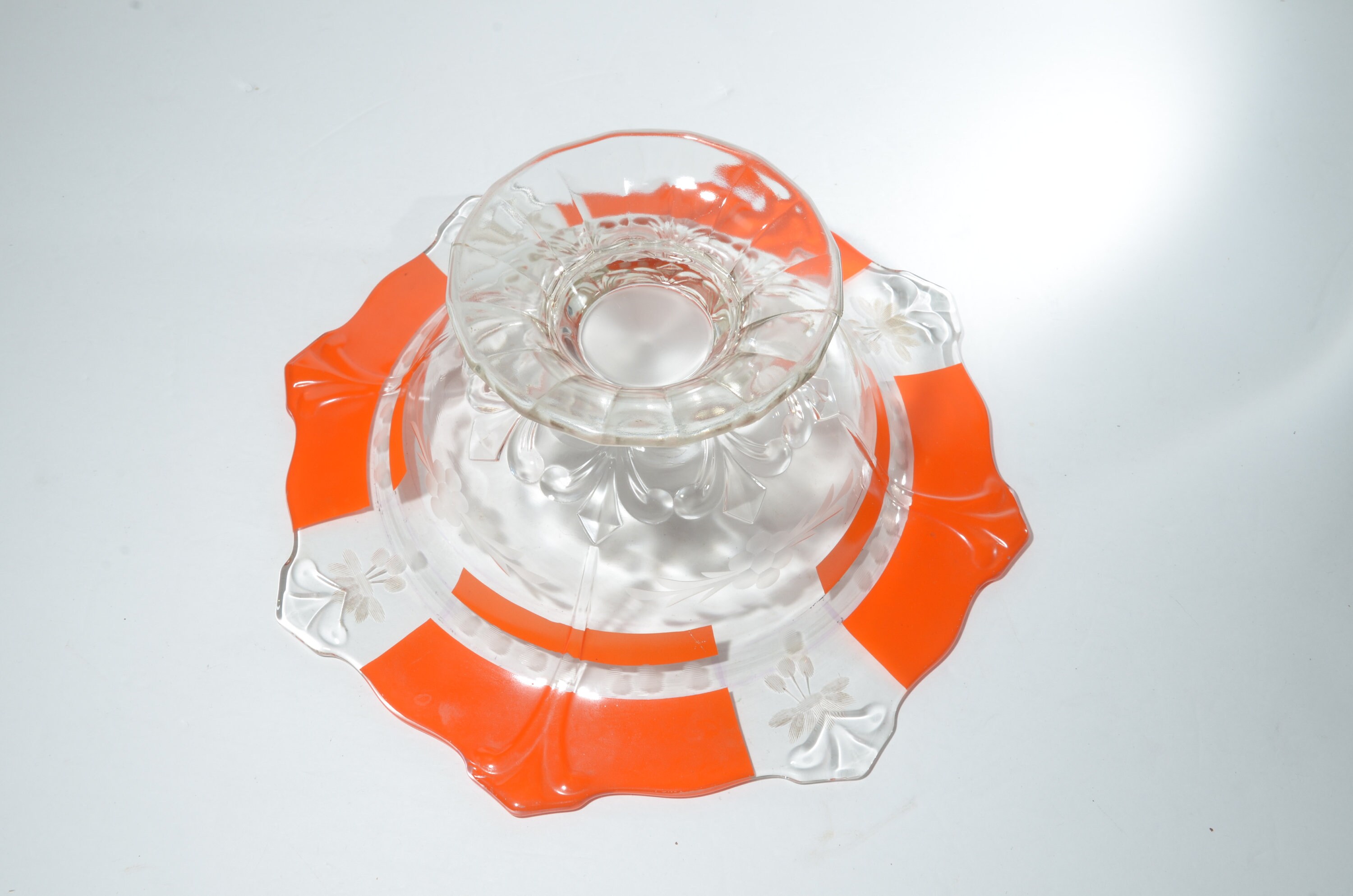 Orange Depression Glass Art Deco Large Serving Dishtrifle | Etsy