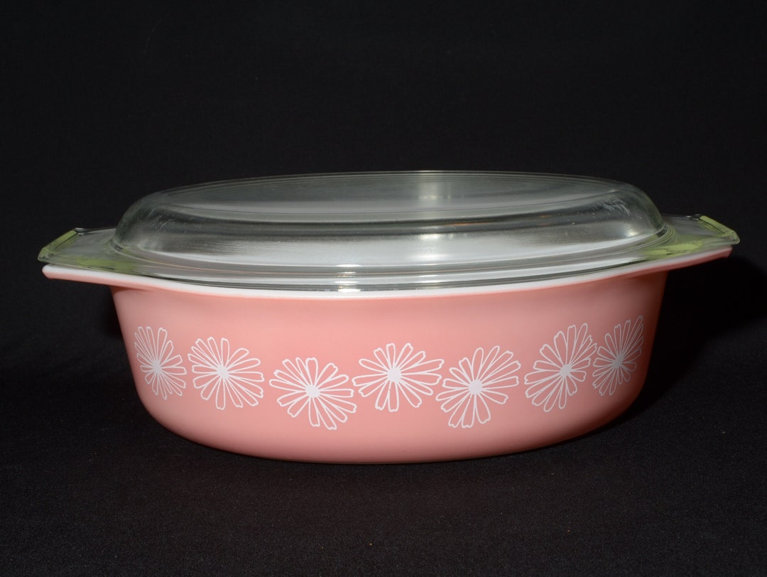 PYREX Pink Daisy Casserole 2 1/2 Quart (qt) 045 Lid Vintage 1950s ...
