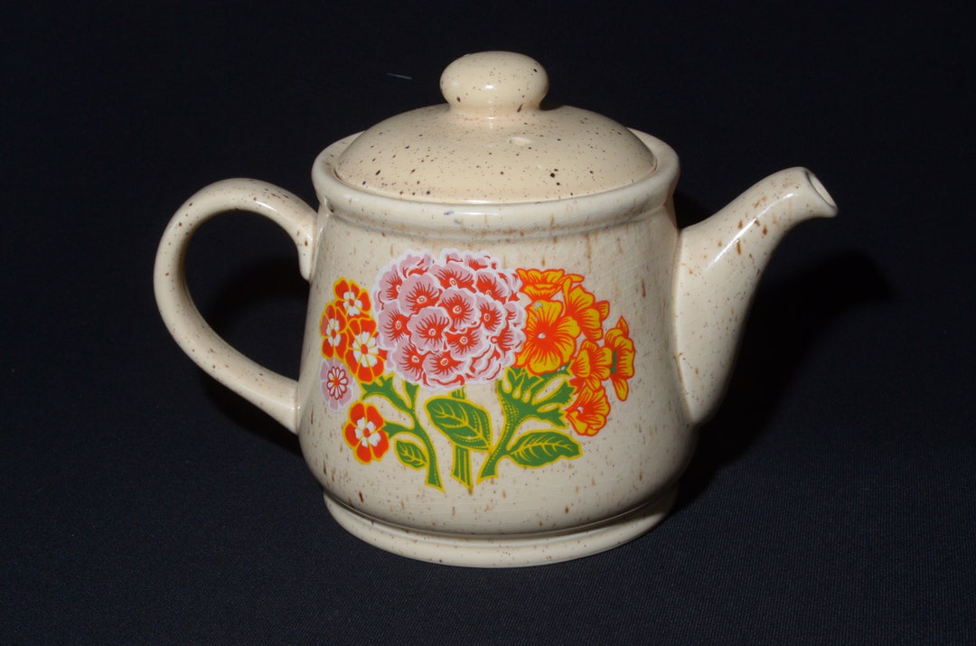 SADLER Teapot Coffee Pot Flowers Vintage Mid-century England Stoneware ...