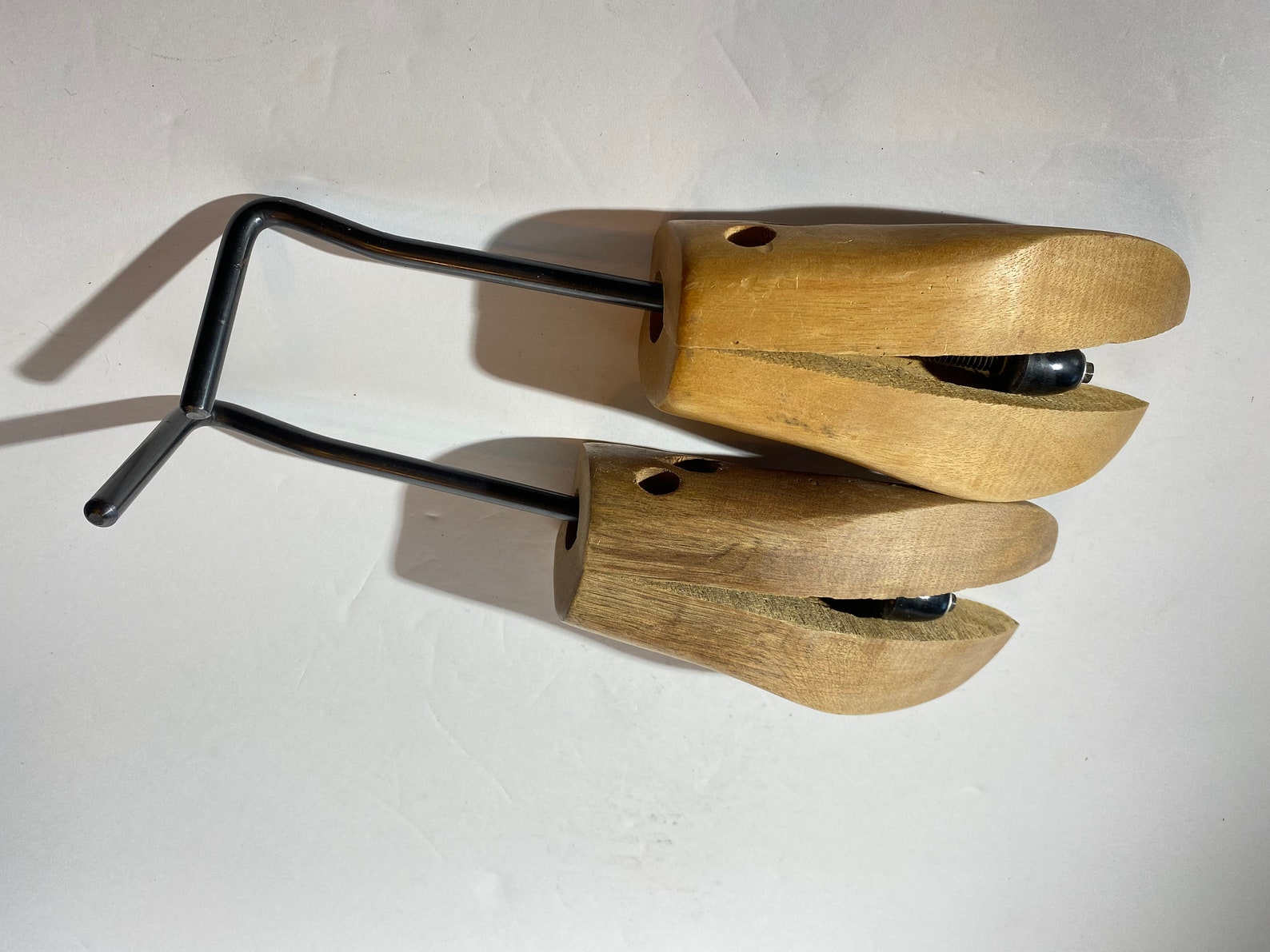 Pair of Wood Ladies Shoe Form Wooden Shoe Mold Metal Hook Shoes ...
