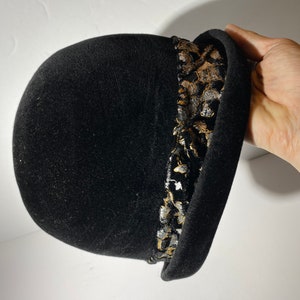 Black Chevalier Lady Cloche Hat Bowler Hat Made in Italy Warm Church ...
