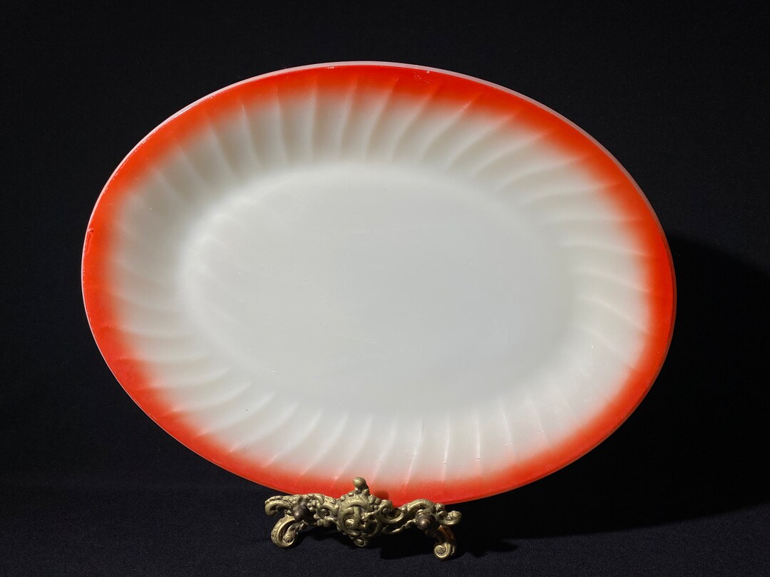 Vintage Fire King Swirl Sunrise 12 Inch Oval Platter Serving Plate Oven ...