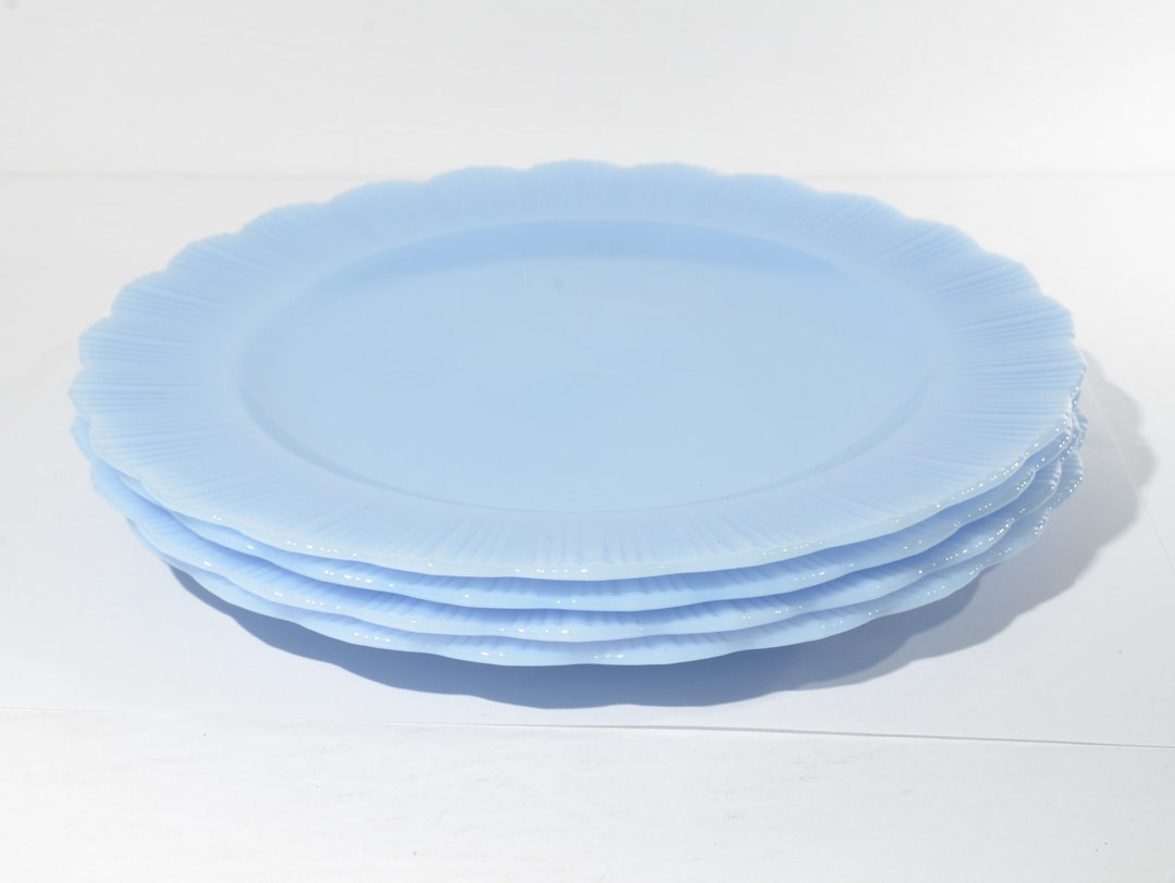 Set of 4 PYREX Delphite Blue Dinner Plate 9 1/2 Inches Vintage 1930s ...