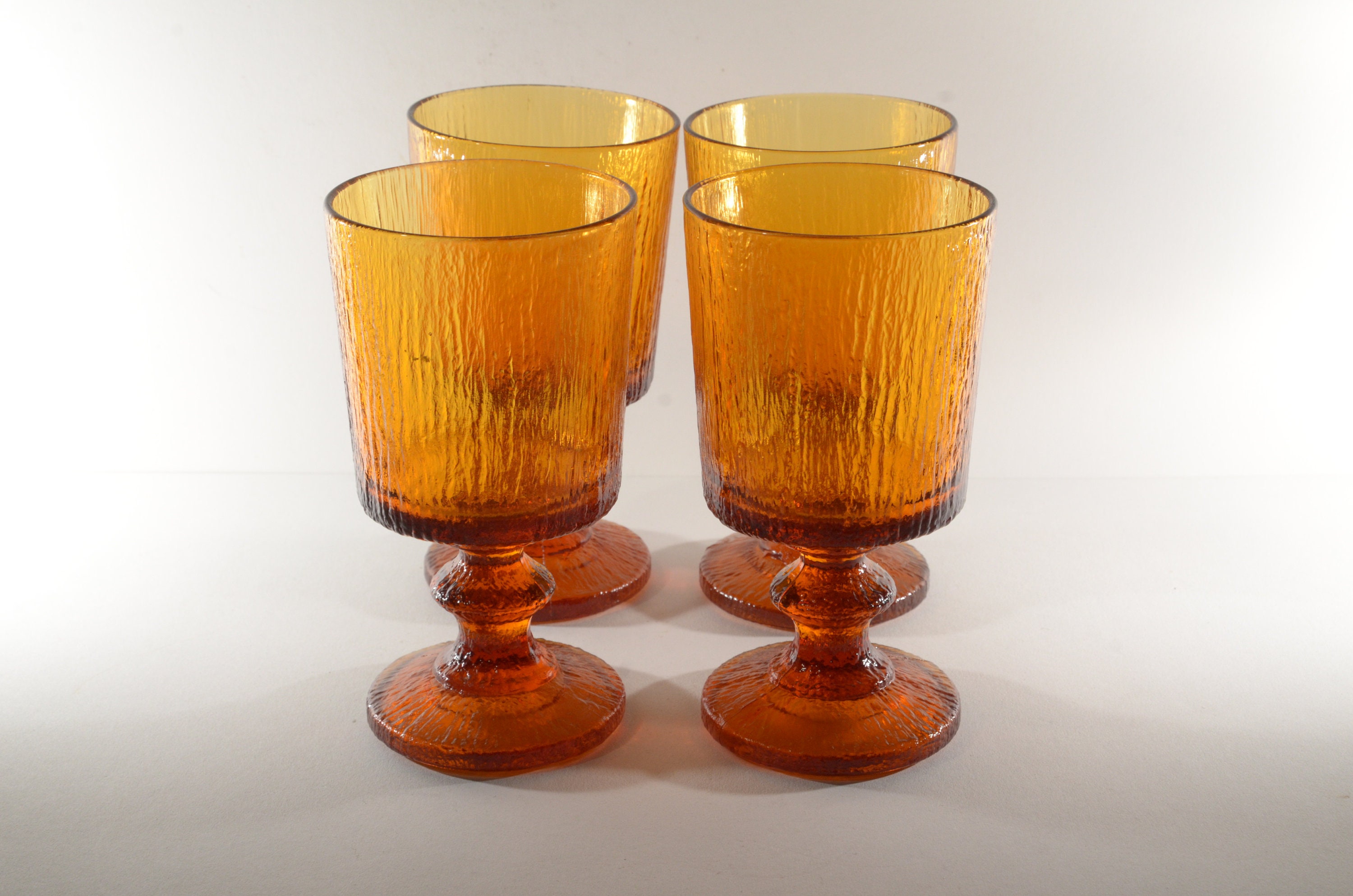 Vintage Ravenhead Siesta Set of 4 Water Glasses 5 1/2" Wine Glass Bark ...