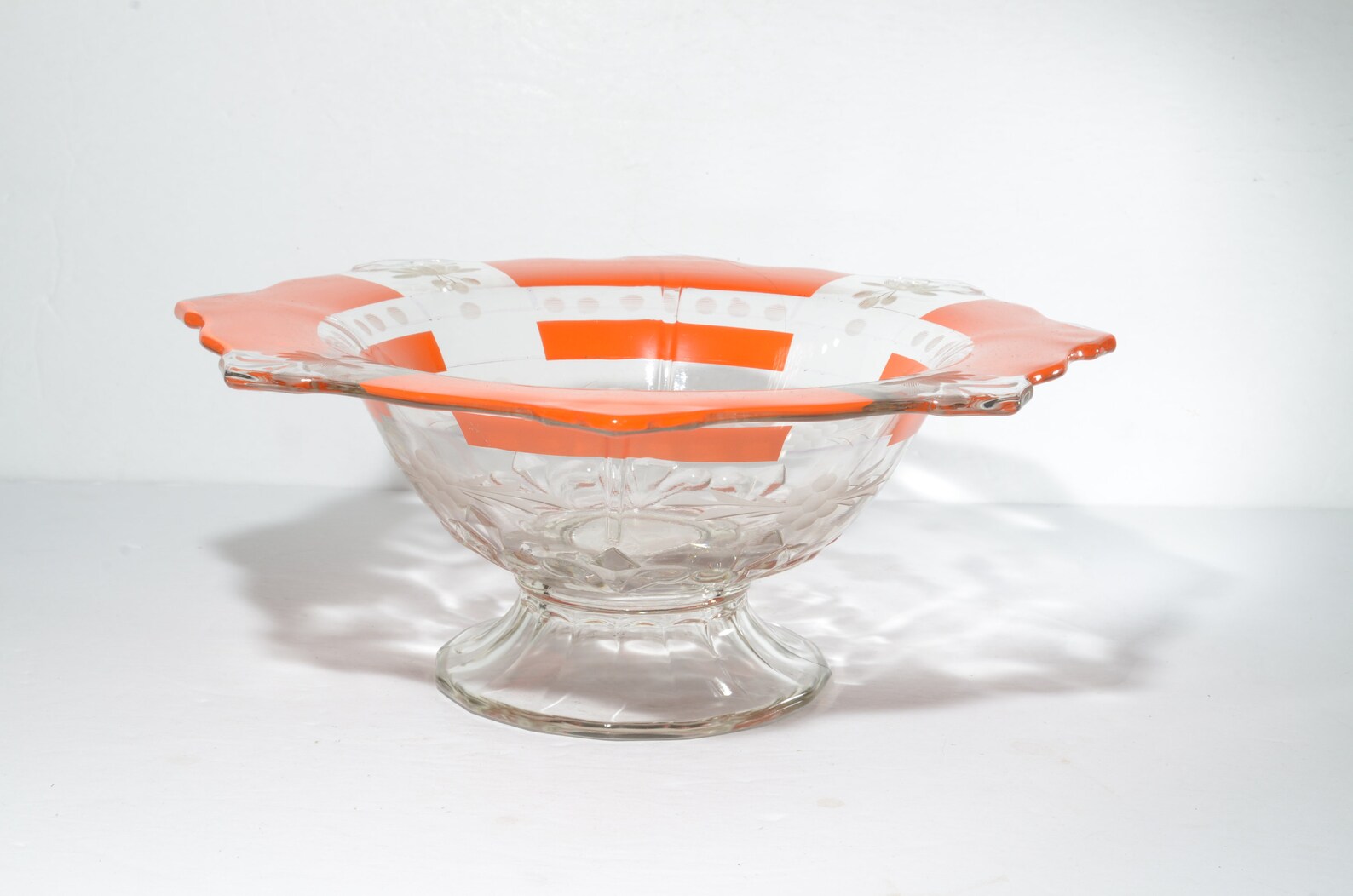 Orange Depression Glass Art Deco Large Serving Dish Trifle - Etsy