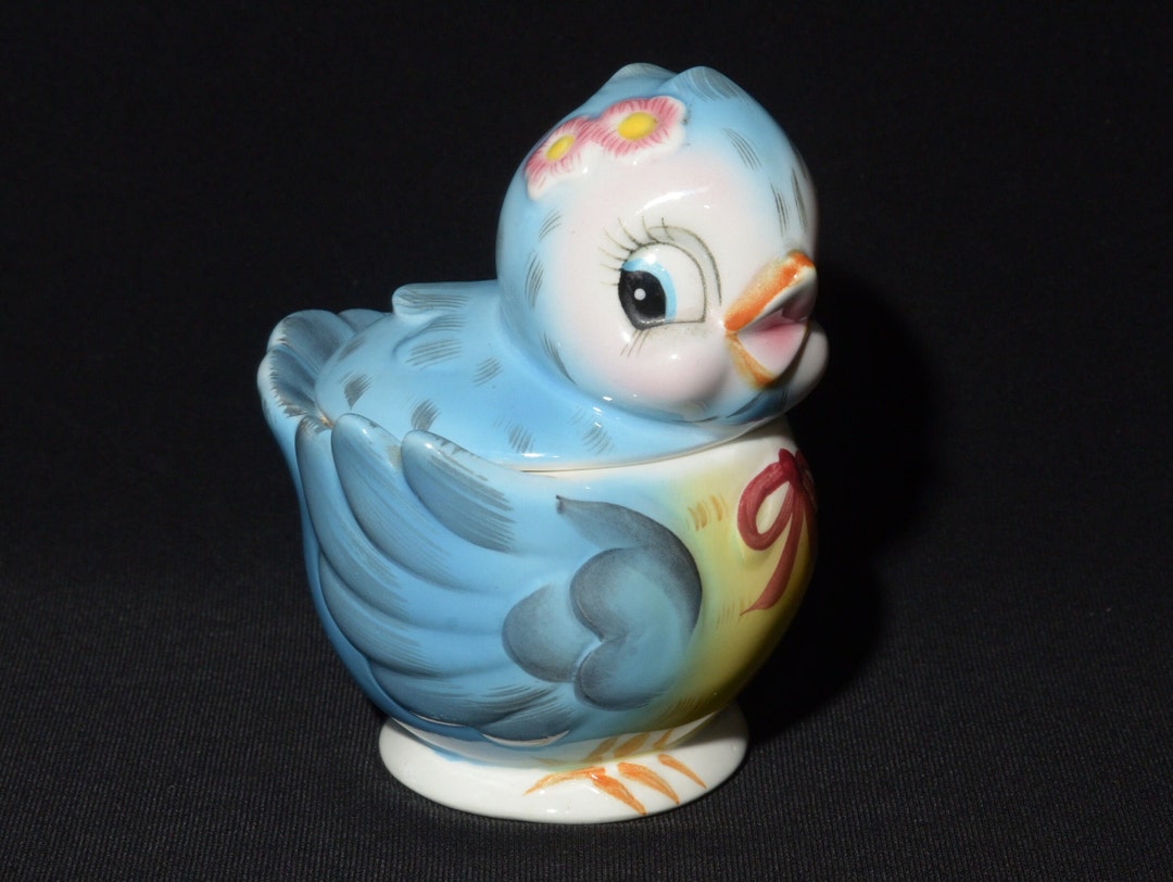 Vintage Geo Z Lefton Bluebird Blue Bird 1950's Japan Sugar Bowl With ...