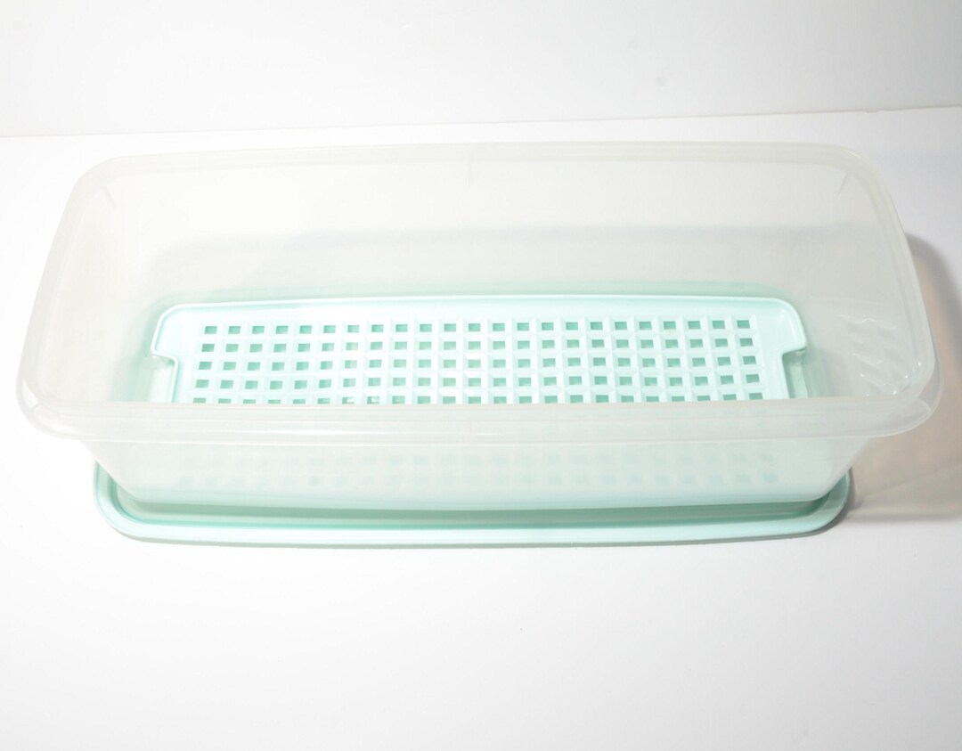 Vintage TUPPERWARE Turquoise Celery Keeper Crisper Grate and Lid 784 ...